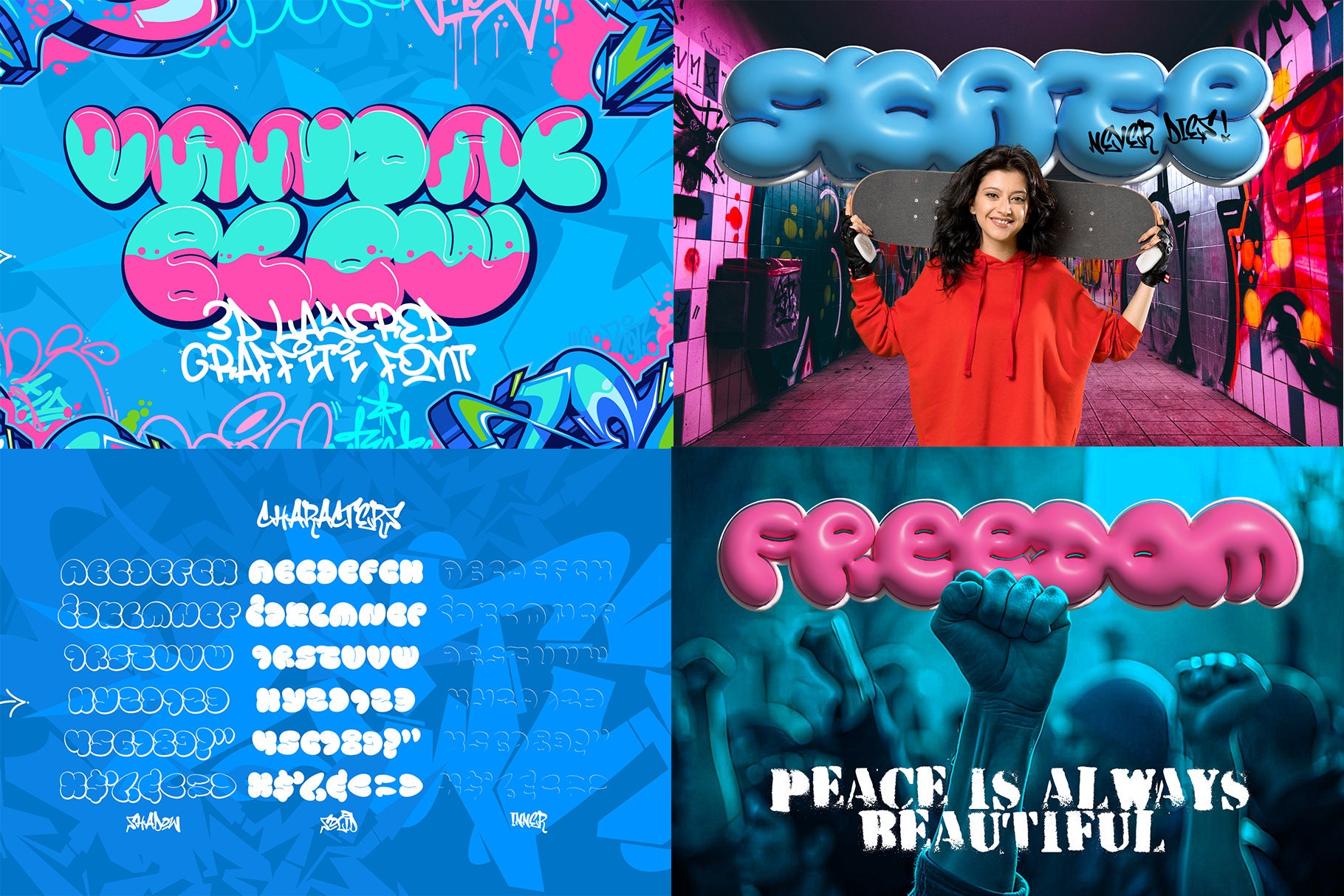 Street Graffiti Font Bundle: Urban, 3D, Airbrush (digital Product) - Etsy