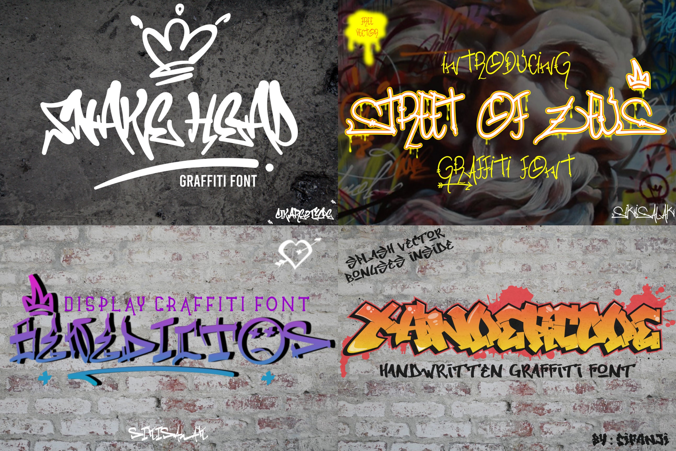 Graffiti Font Bundle Vol.1 Vintage Font, Logo Font, Canva Font ...