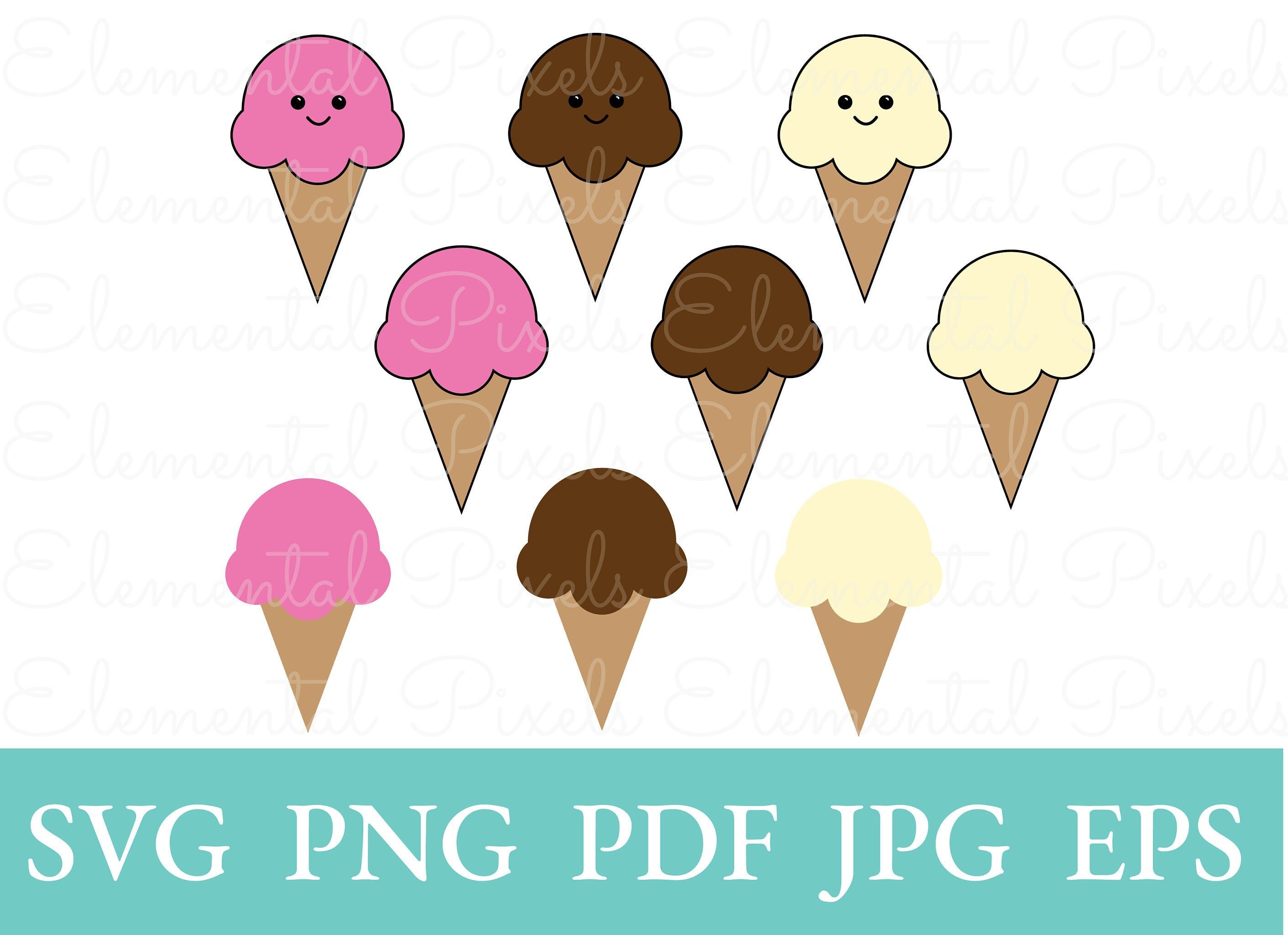 Ice Cream Svg Bundle Vanilla Chocolate Strawberry Vector - Etsy