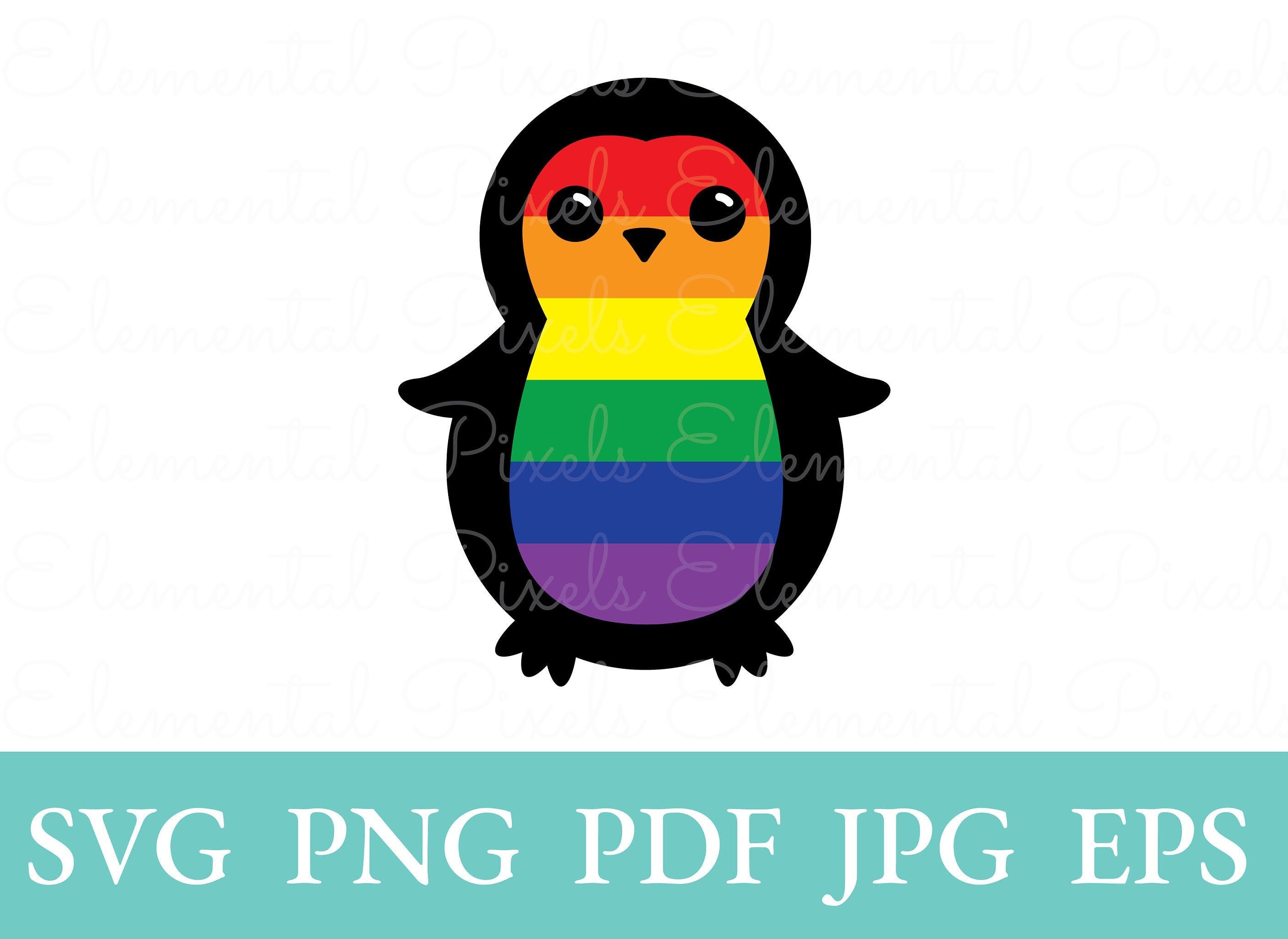Rainbow Penguin Svg Pride Flag Clipart Lgbtq Art Cute Baby Animal ...