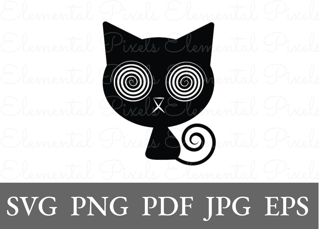 Hypnosis Cat Svg | Cute Hypno Kitten | Hypnotized Kitty | Spiral Eyes ...