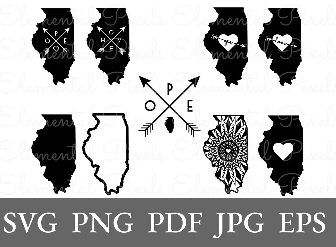 Illinois State Svg Bundle | Ope | Home State | Mandala | Heart | Vector ...