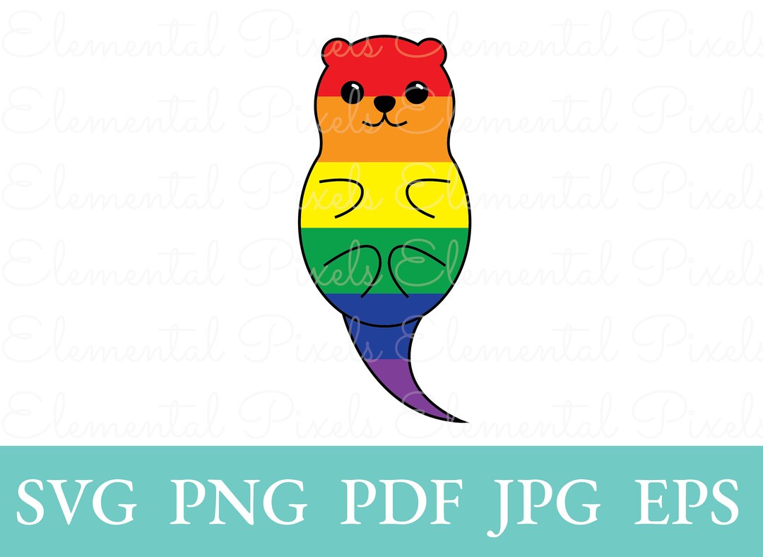 Rainbow Otter Svg | Pride Month Clipart | Lgbtq Art | Cute Baby Animal ...