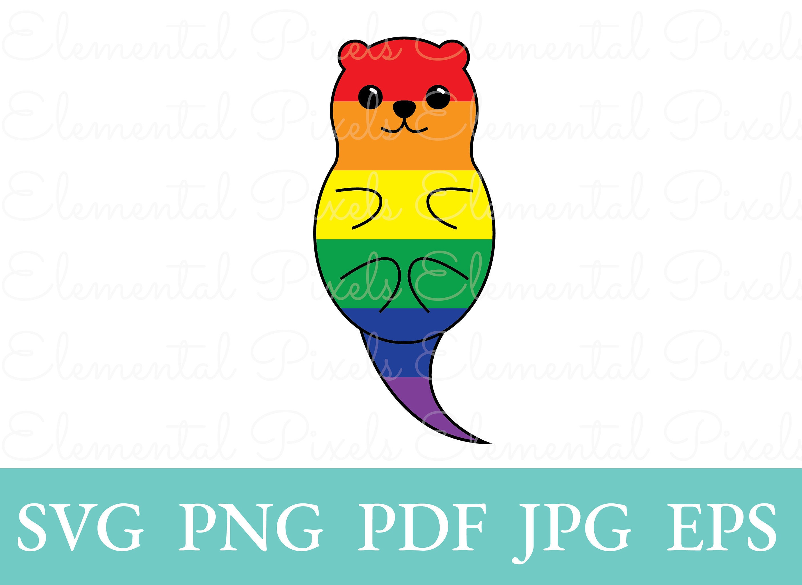 Rainbow otter svg / clipart del mes del orgullo / arte lgbtq / lindo ...