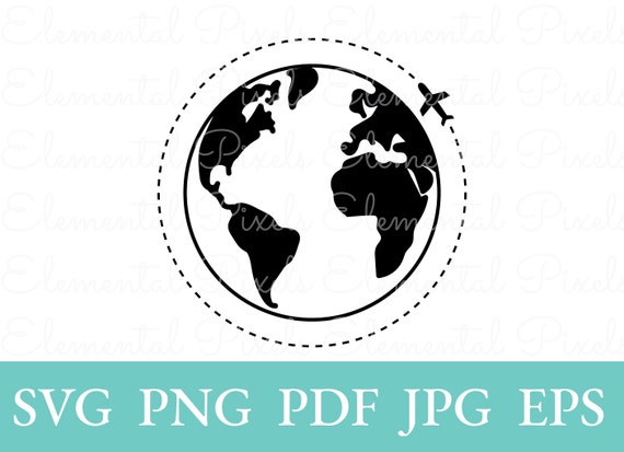World travel svg globe with airplane png for tshirts | Etsy