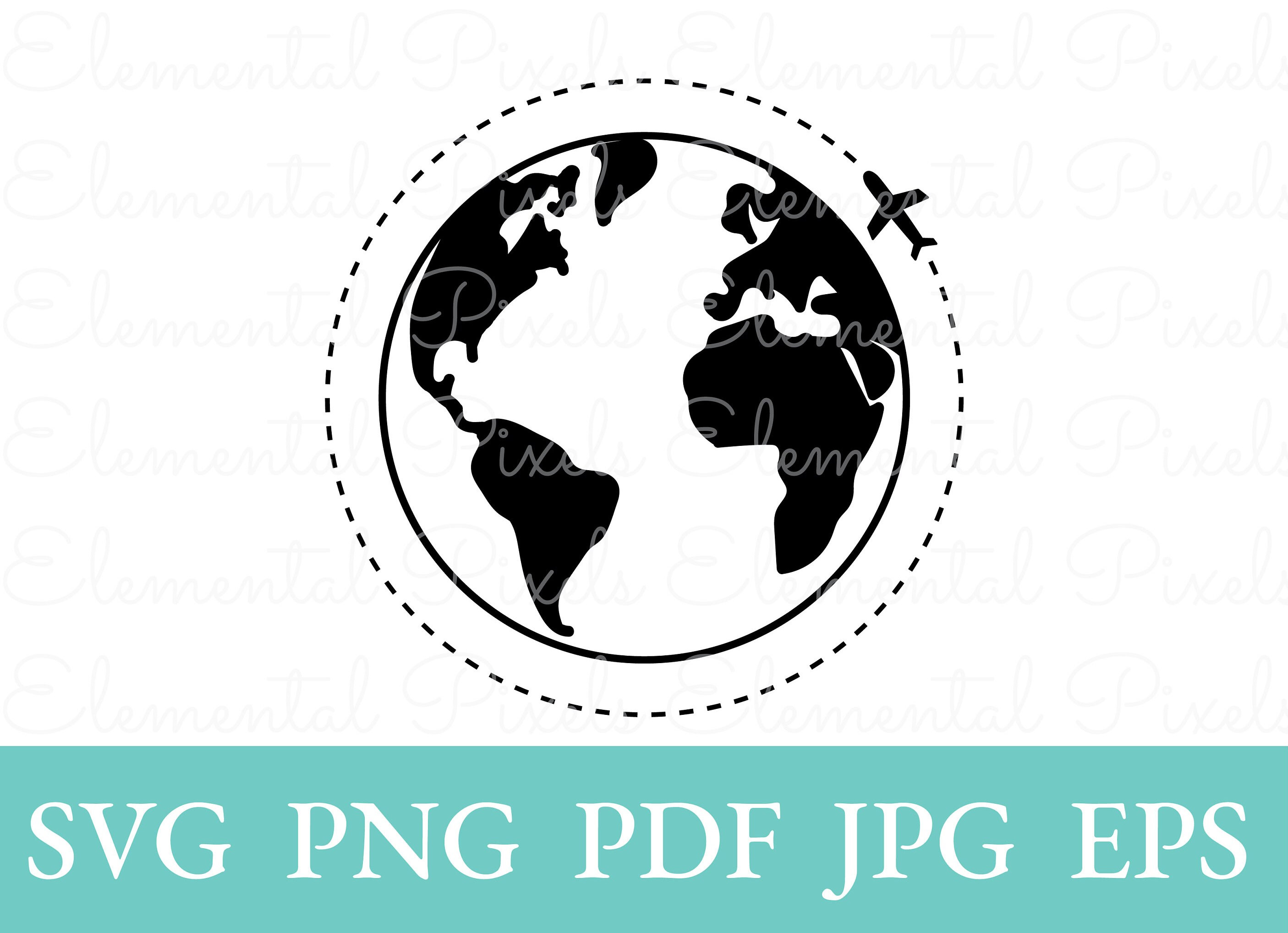 Weltreise svg | Globus mit Flugzeug png für Tshirts | Fernweh ...