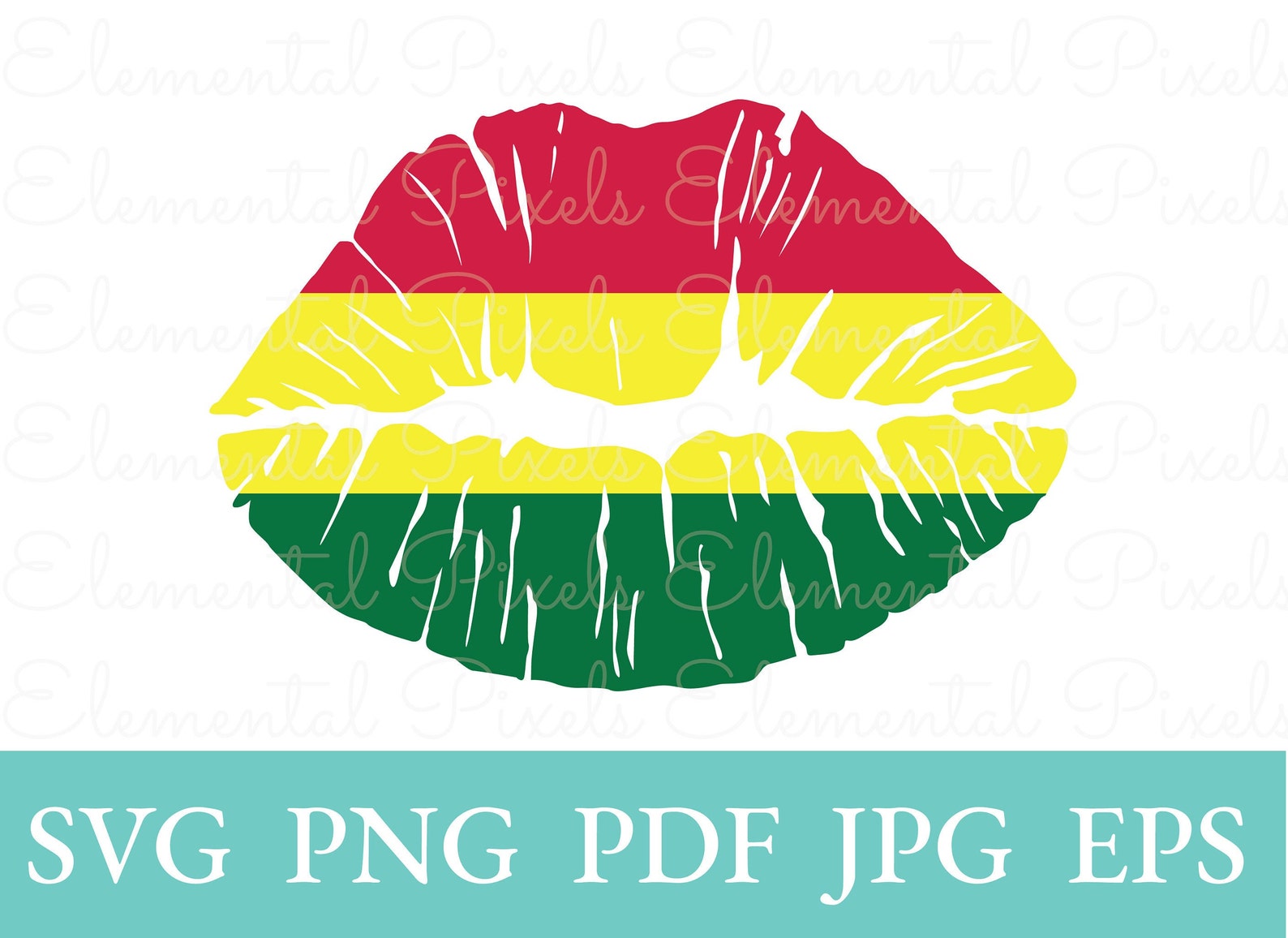 Rasta Lips Svg Lipstick Print Pucker up Vector File for Cricut Png for ...