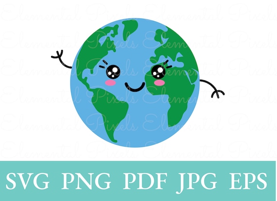 Cute Earth Svg Cartoon Planet With Face and Hands Kawaii | Etsy
