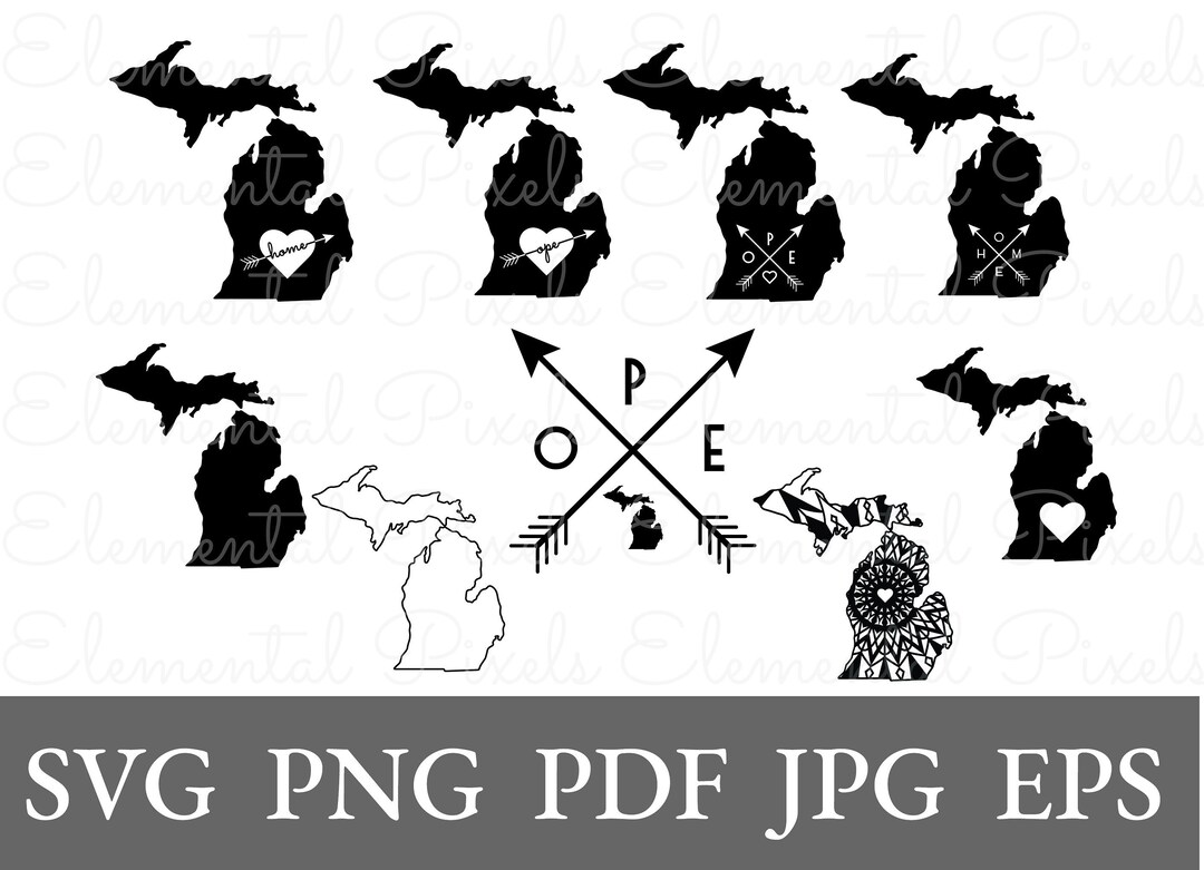 Michigan State Svg Bundle | Ope | Mandala | Heart | Shape | Silhouette ...