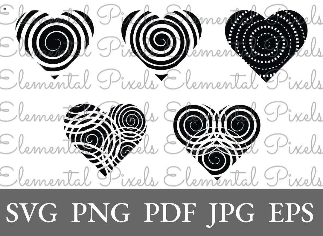 Heart Svg Bundle | Hypnosis Spiral | Silhouette | Instant Download ...