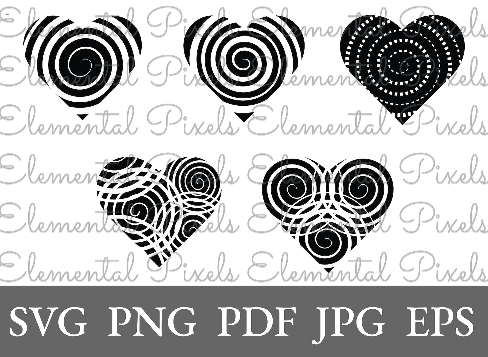 Heart Svg Bundle | Hypnosis Spiral | Silhouette | Instant Download ...