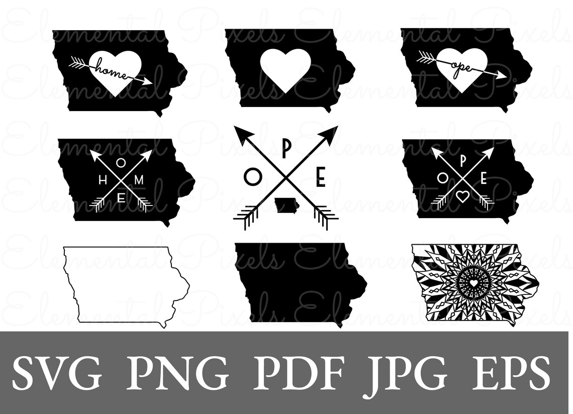 Iowa state svg bundle ope home state mandala heart | Etsy