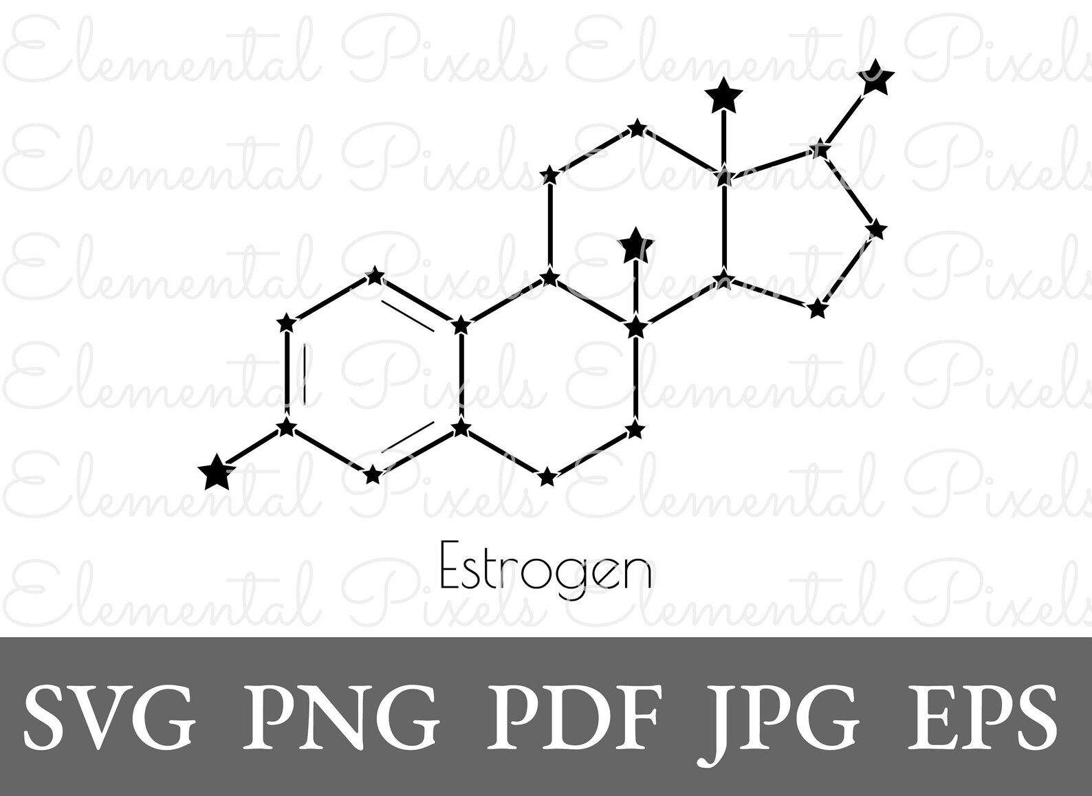 Estrogen Molecule, Constellation Svg, Estrogen Art, Hormone, Chemical ...