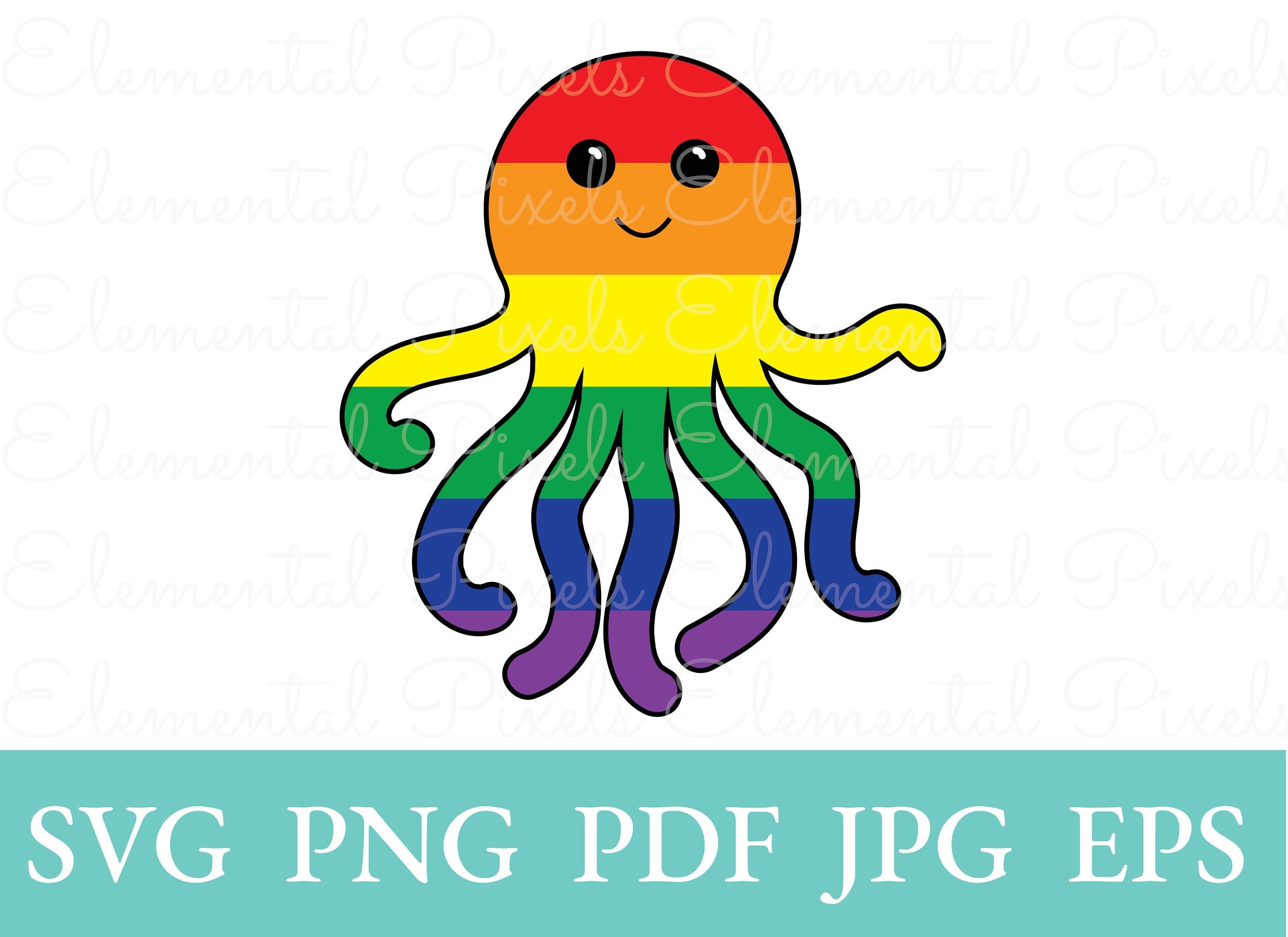Rainbow Octopus Svg Pride Month Clipart Lgbtq Art Cute Baby Animal ...