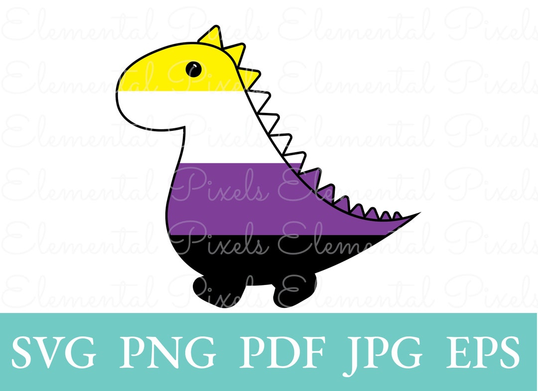 Nonbinary Dino Svg Dinosaur Clipart Enby Pride Flag Png for Tshirts Vector Files for Cricut ...
