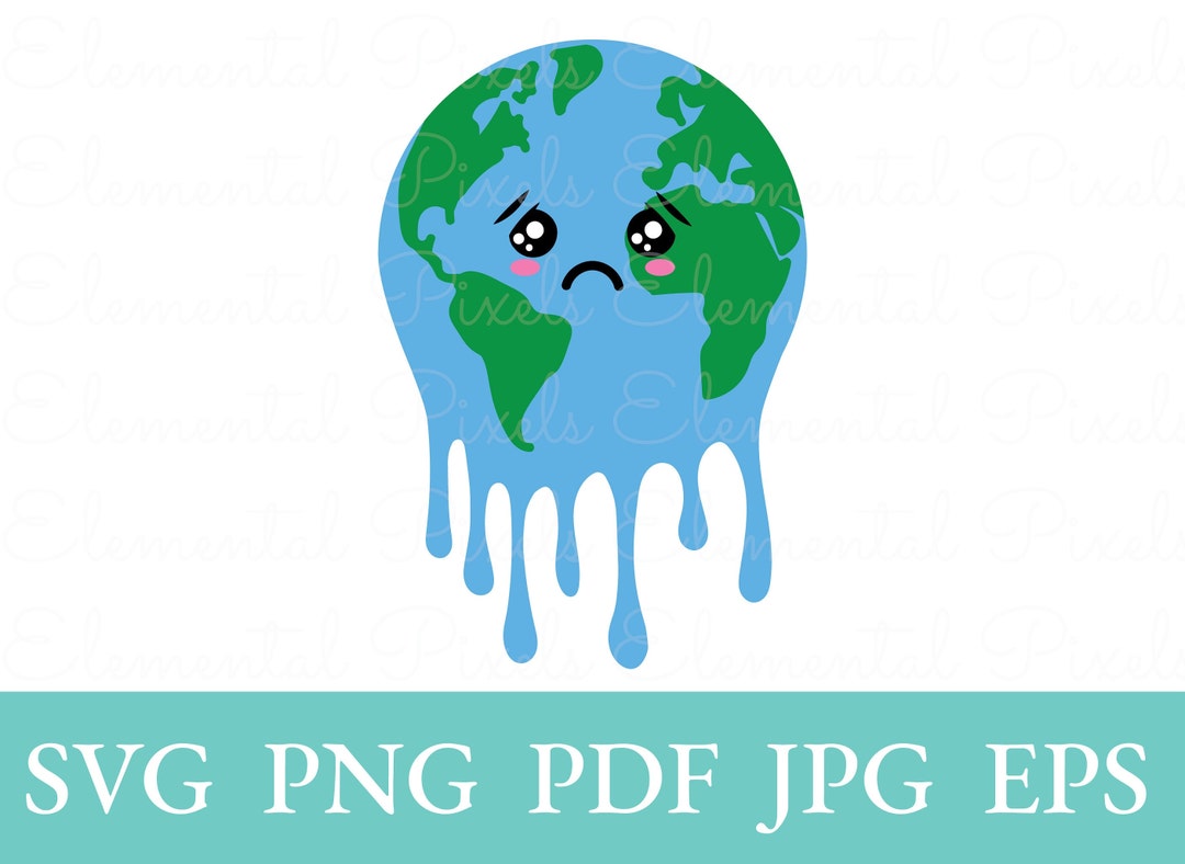 Sad Earth Svg | Cartoon Planet With a Face | Kawaii Globe Printable ...