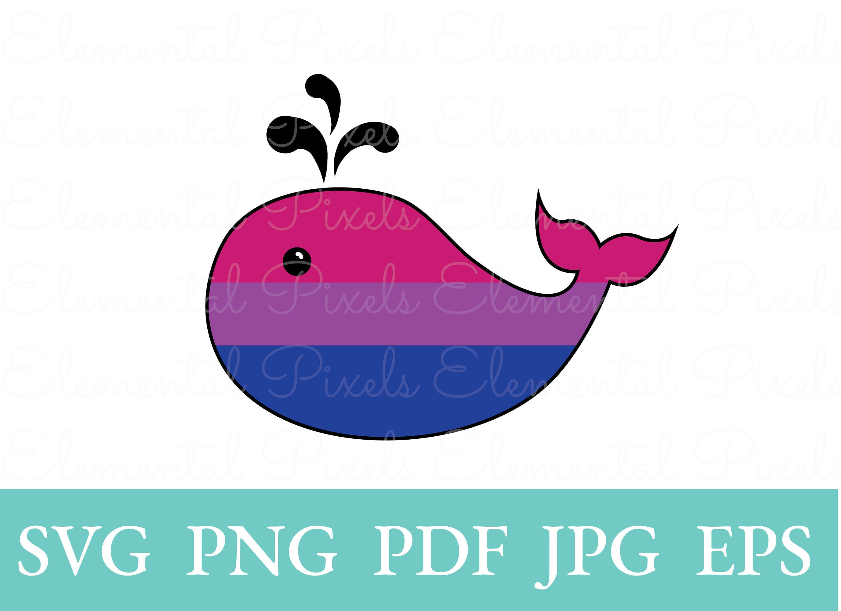 Bisexual Whale Svg Lgbtq Png Bi Pride Clipart Printable - Etsy