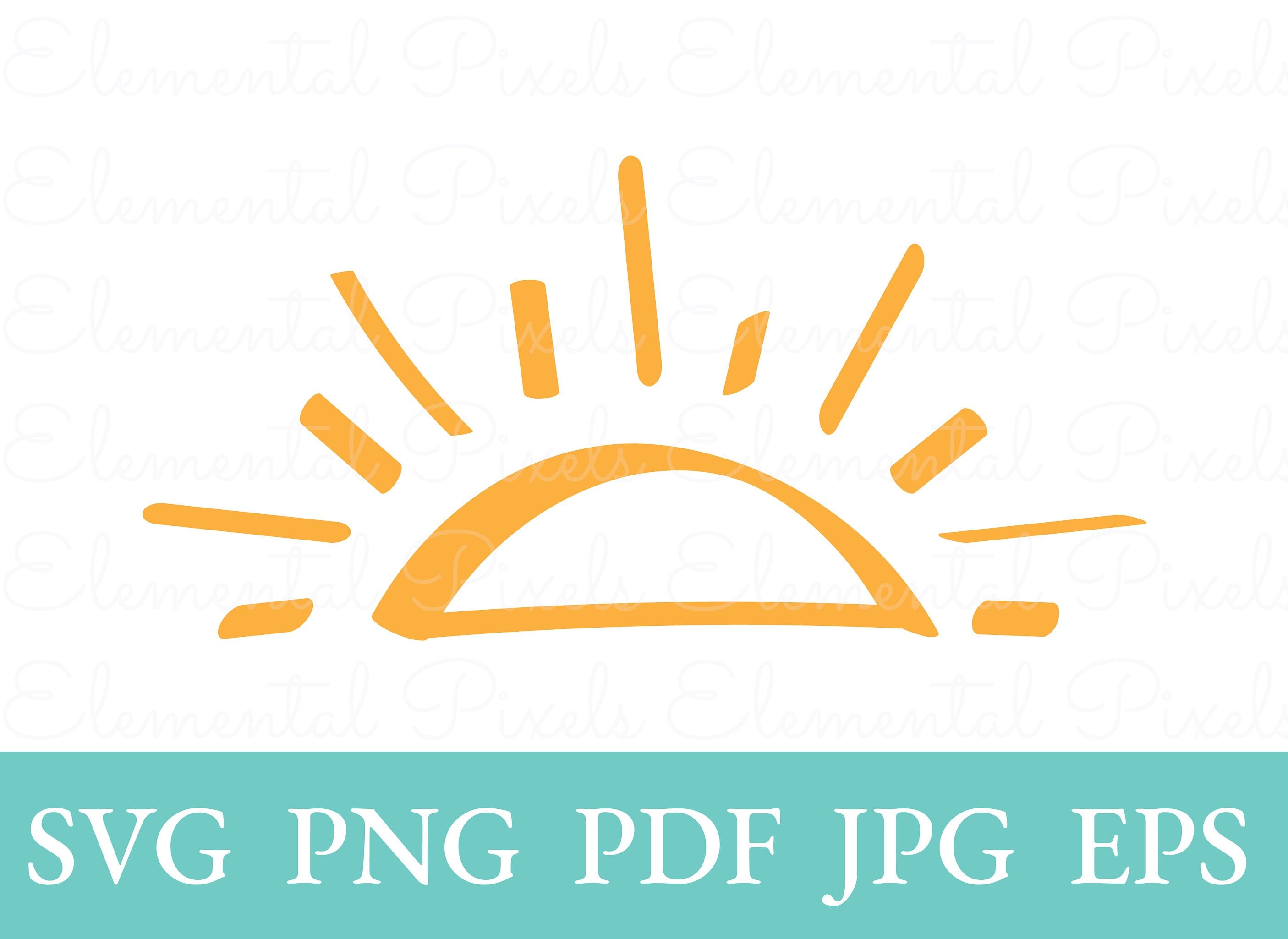 Simple Sunrise Svg | Cute Boho Hand Drawn Sun | Sunshine Summer Png for ...