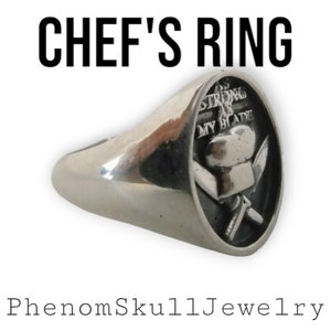 Handmade Blade-loving Chef's Dream - Exquisite - 925 Silver Chef's Ring ...