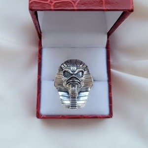 Handmade Sterling Silver Eddie Pharaoh King Skull Ring Egyptian Eddie ...