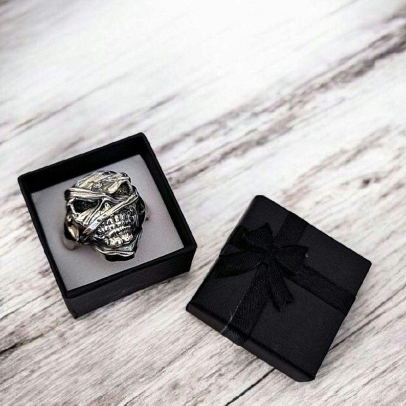 Eddie Mummy Skull Ring – Egyptian Rock Jewelry – Heavy Metal Handmade ...