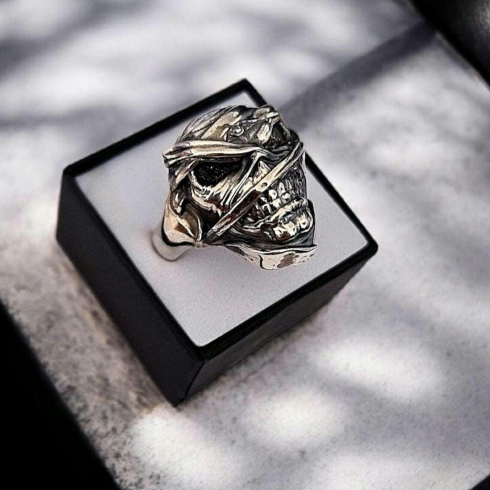 Eddie Mummy Skull Ring – Egyptian Rock Jewelry – Heavy Metal Handmade ...