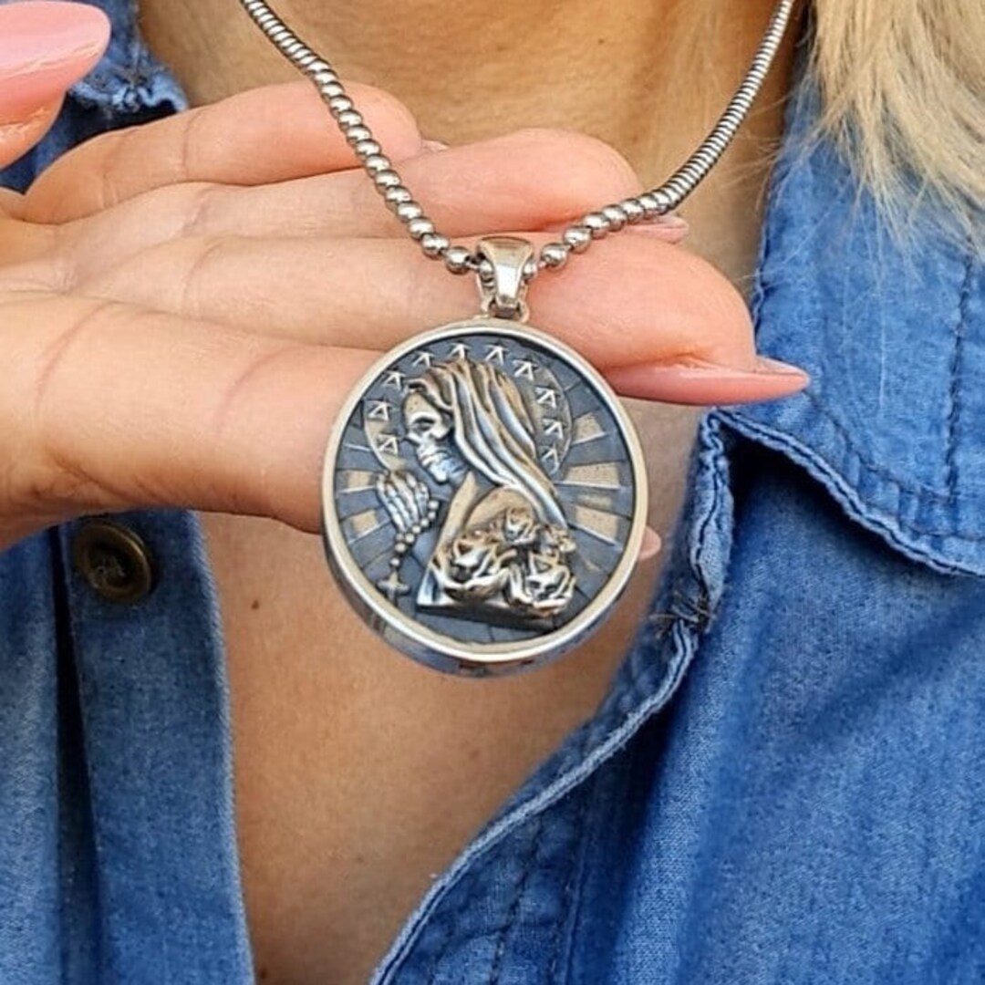 Handmade Santa Muerte Praying Pendant A Precious Symbol of Belief and ...