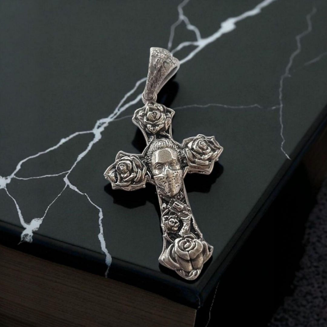 Chicano Tattoo Cross Pendant Handmade Sterling Silver - Etsy