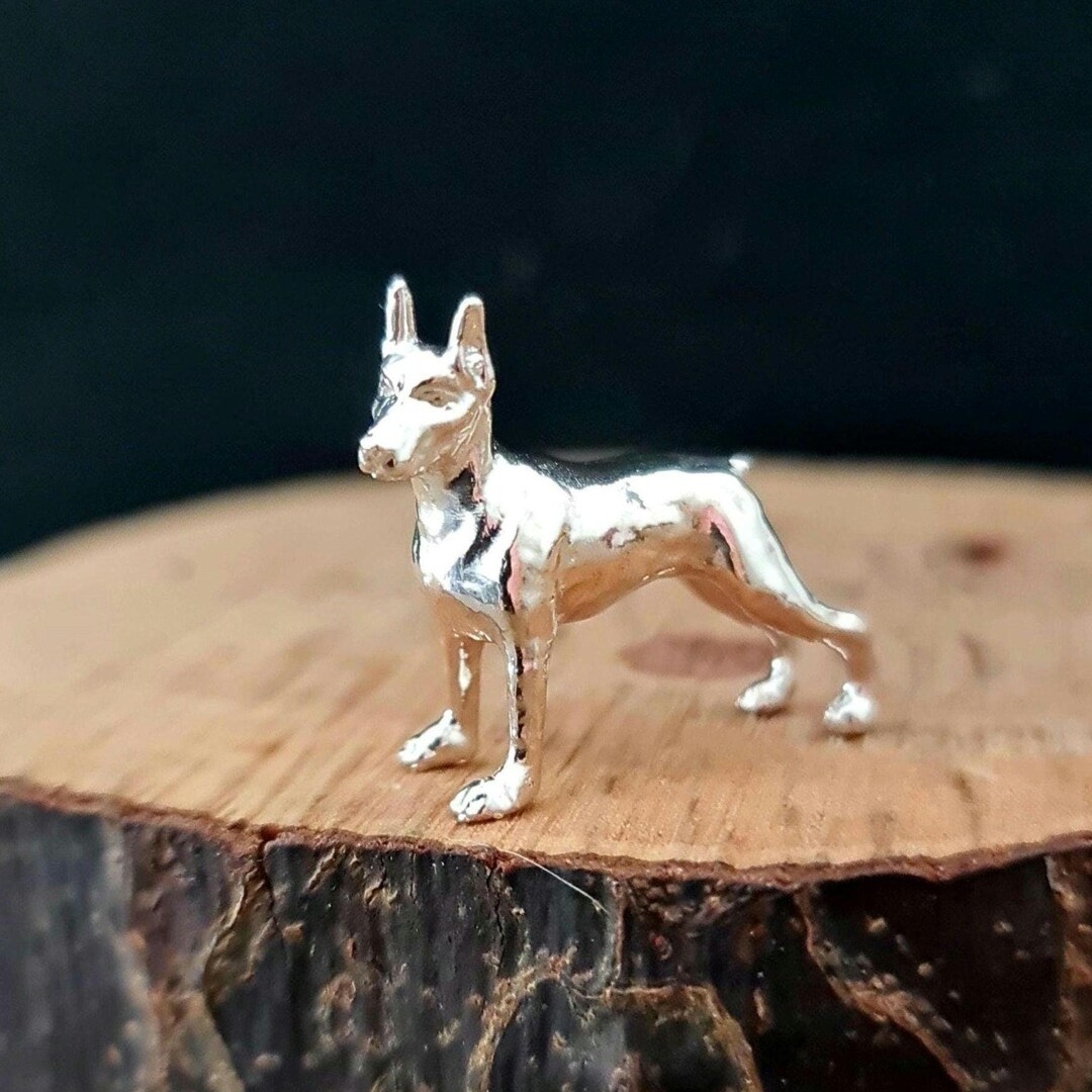 Handmade Doberman Figurine Pendant Sterling Silver Statement Piece for ...