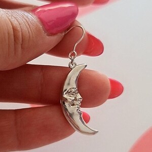 Sterling Silver Moon Face Earrings - Add a Hint of Celestial Magic to ...