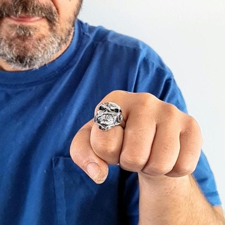 Eddie Mummy Skull Ring – Egyptian Rock Jewelry – Handmade Sterling ...