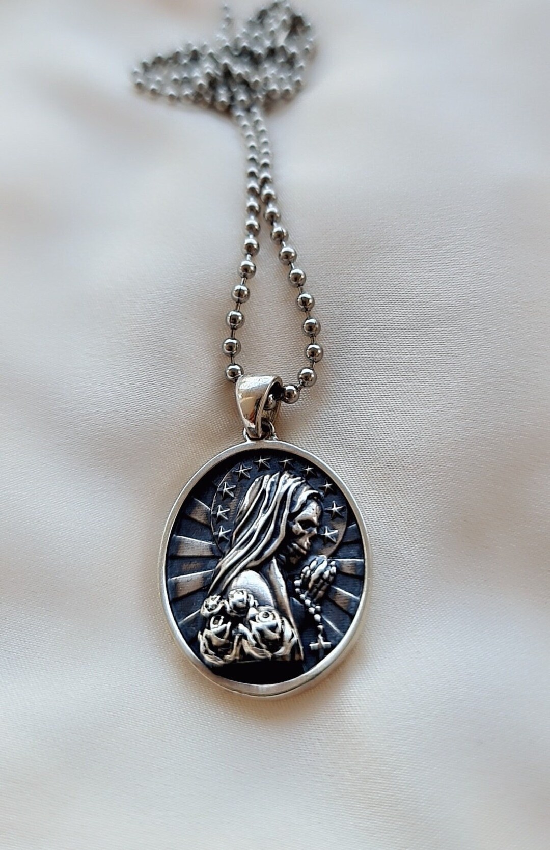 Handmade Santa Muerte Praying Pendant A Precious Symbol of - Etsy