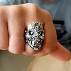 Handmade Sterling Silver Eddie Ring, Skull Ring, Biker Ring, Man Ring ...