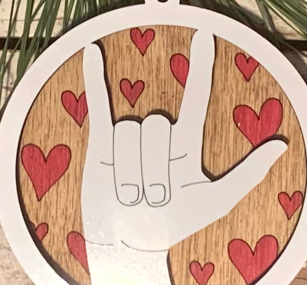 American Sign Language ASL I Love You Christmas Tree Ornament | Gift ...