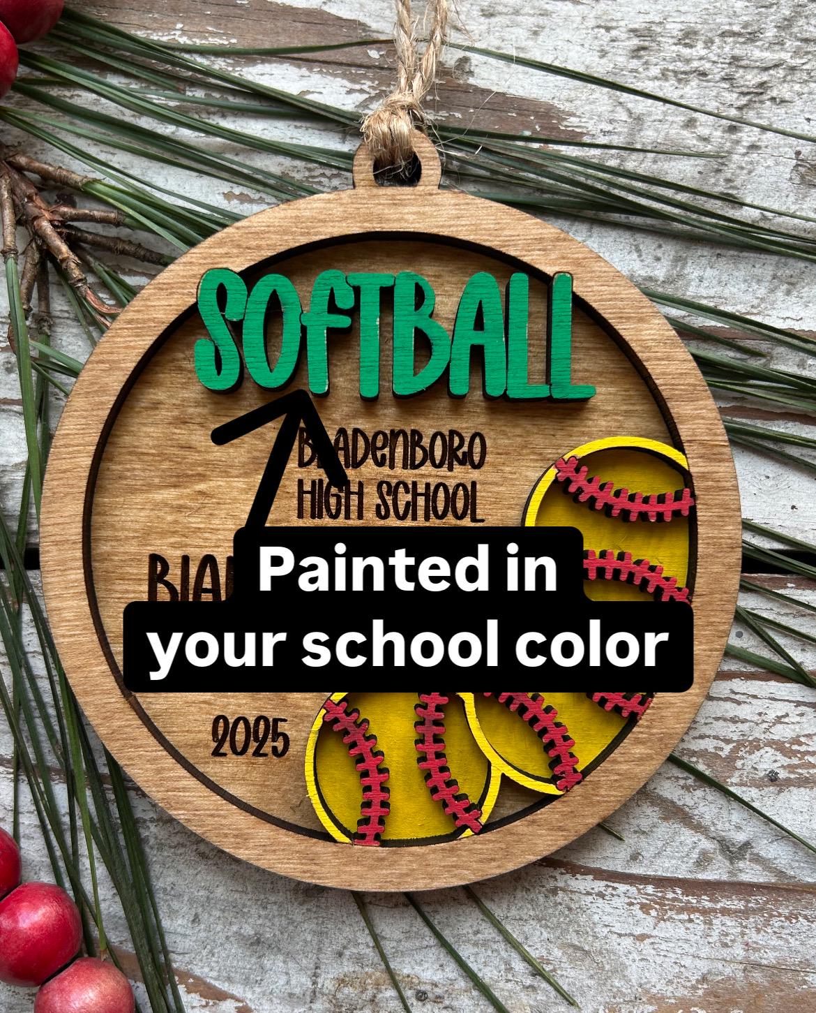 Personalized Softball Player Christmas Tree Ornament | Gift for High ...