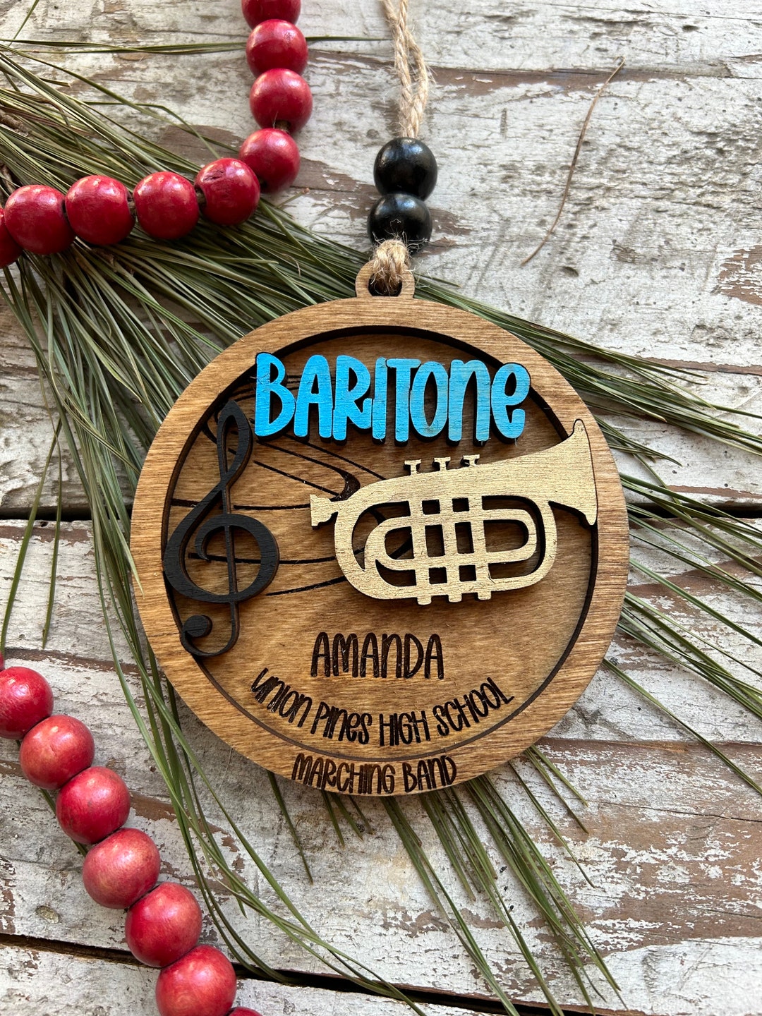 Personalized Baritone Marching Band Christmas Tree Ornament | Brass Music Instrument Ornament ...