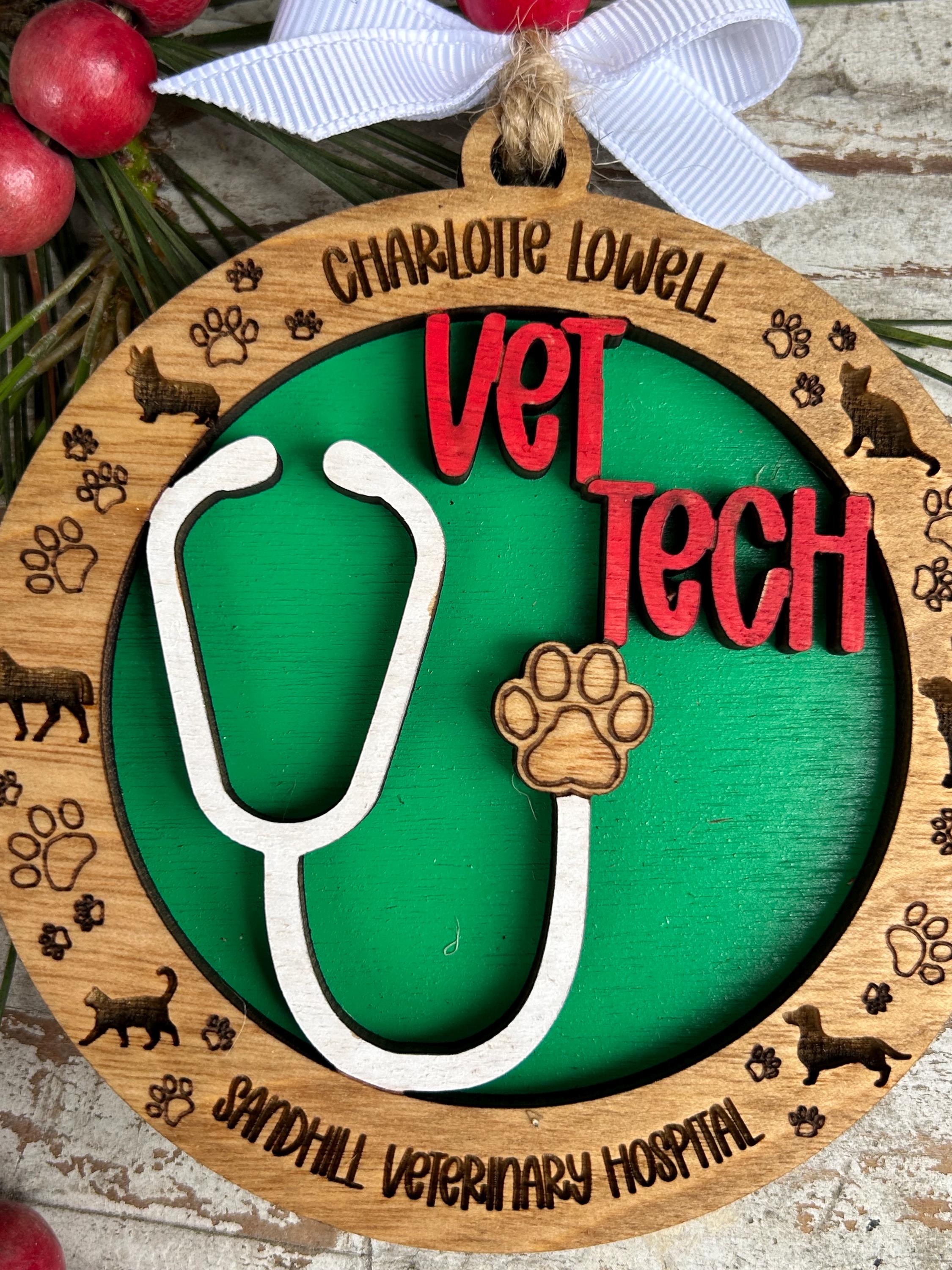 Personalized Vet Tech Christmas Tree Ornament | Veterinarian Technician ...