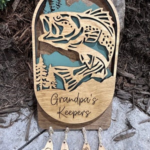 Personalized Dad's Keepers Fishing Sign Grandpa's Keepers Hanging ...