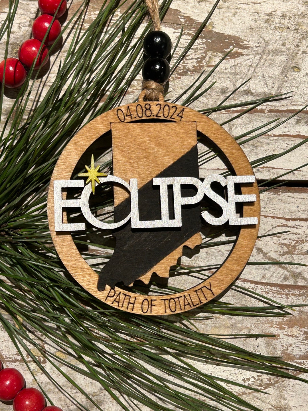 2024 Indiana Total Solar Eclipse Christmas Tree Ornament | Eclipse ...