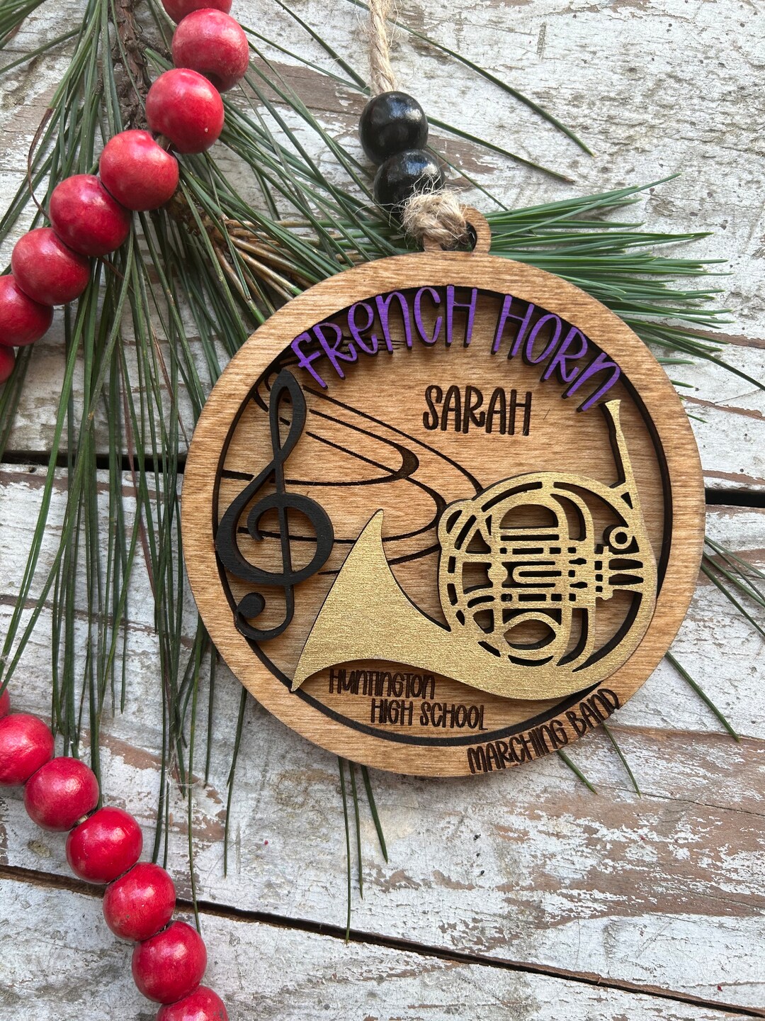 Personalized French Horn Concert Band Christmas Tree Ornament | Brass ...