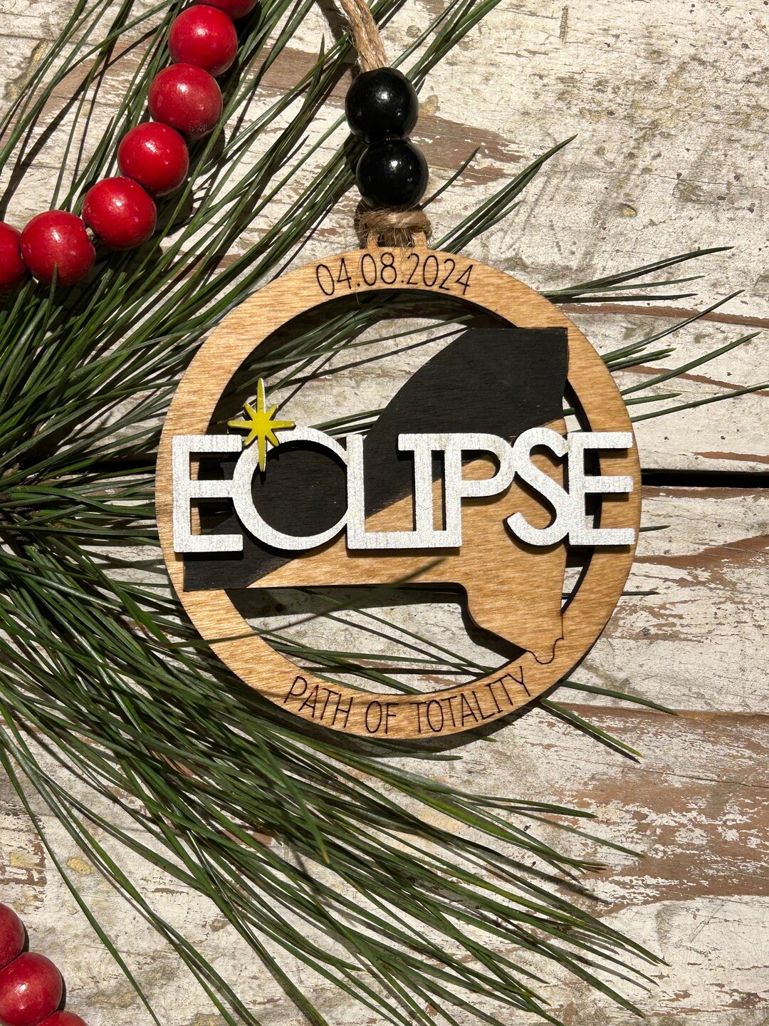 2024 New York Total Solar Eclipse Christmas Tree Ornament | Eclipse ...