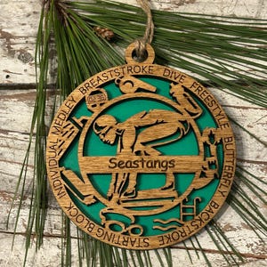 Personalized Swim Christmas Tree Ornament | Gift for High School ...