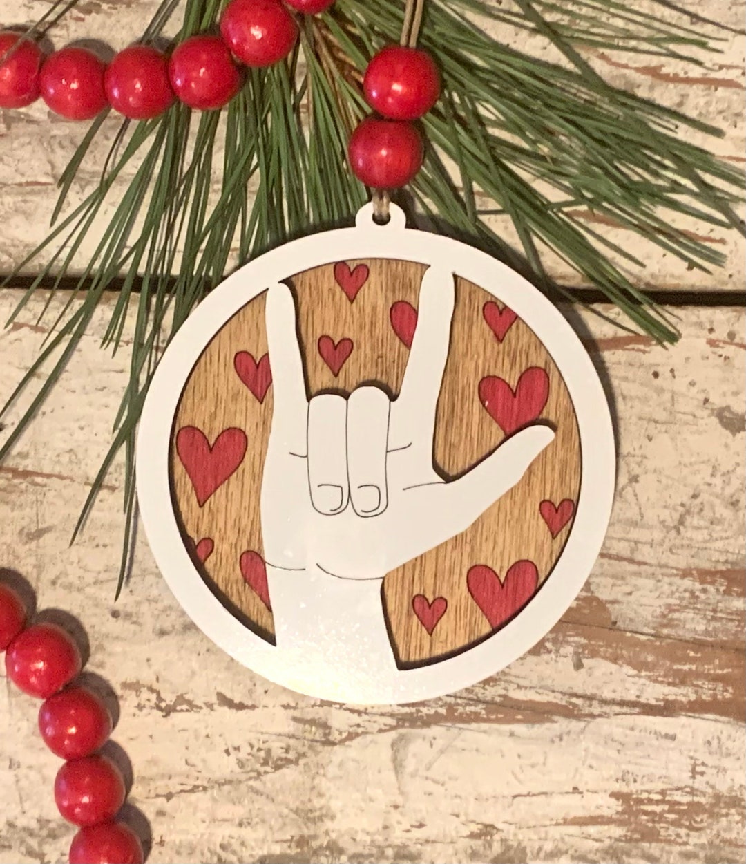 American Sign Language ASL I Love You Christmas Tree Ornament | Gift ...