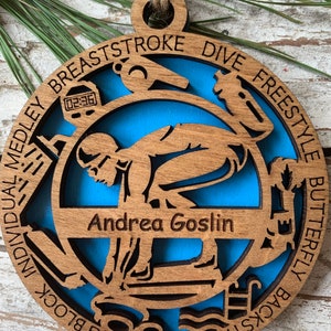 Personalized Swim Christmas Tree Ornament | Gift for High School ...