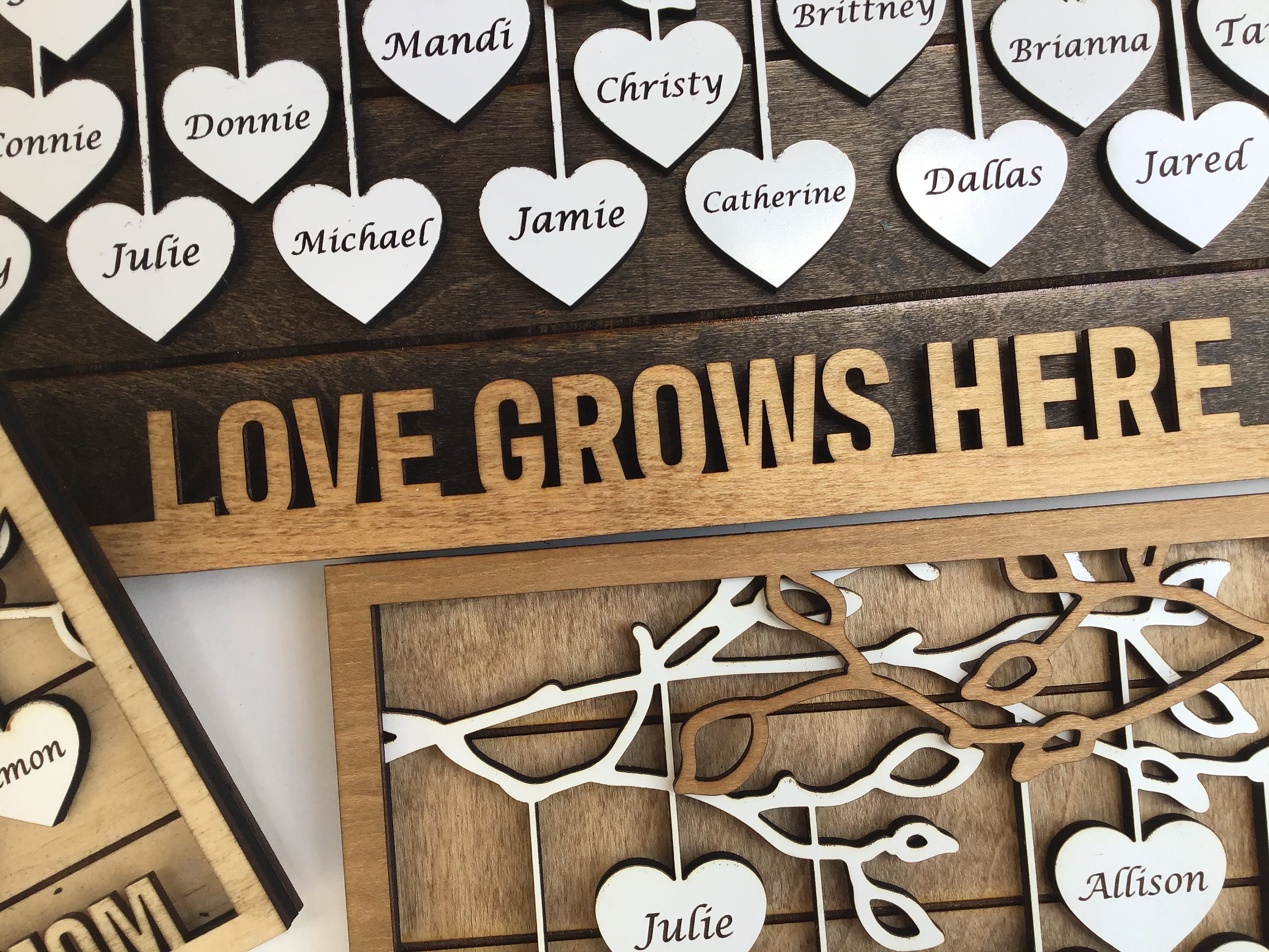 Personalized Family Tree Hanging Hearts Sign | Etsy