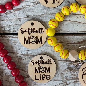 Personalized Softball Wristlet Keychain With Wood Disc for Player or ...
