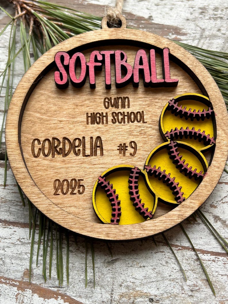 Personalized Softball Player Christmas Tree Ornament | Gift for High ...