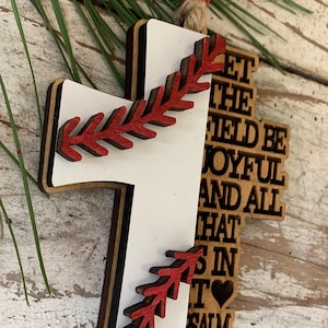Religious Baseball Christmas Tree Ornament | Psalm 96:12 | Baseball ...
