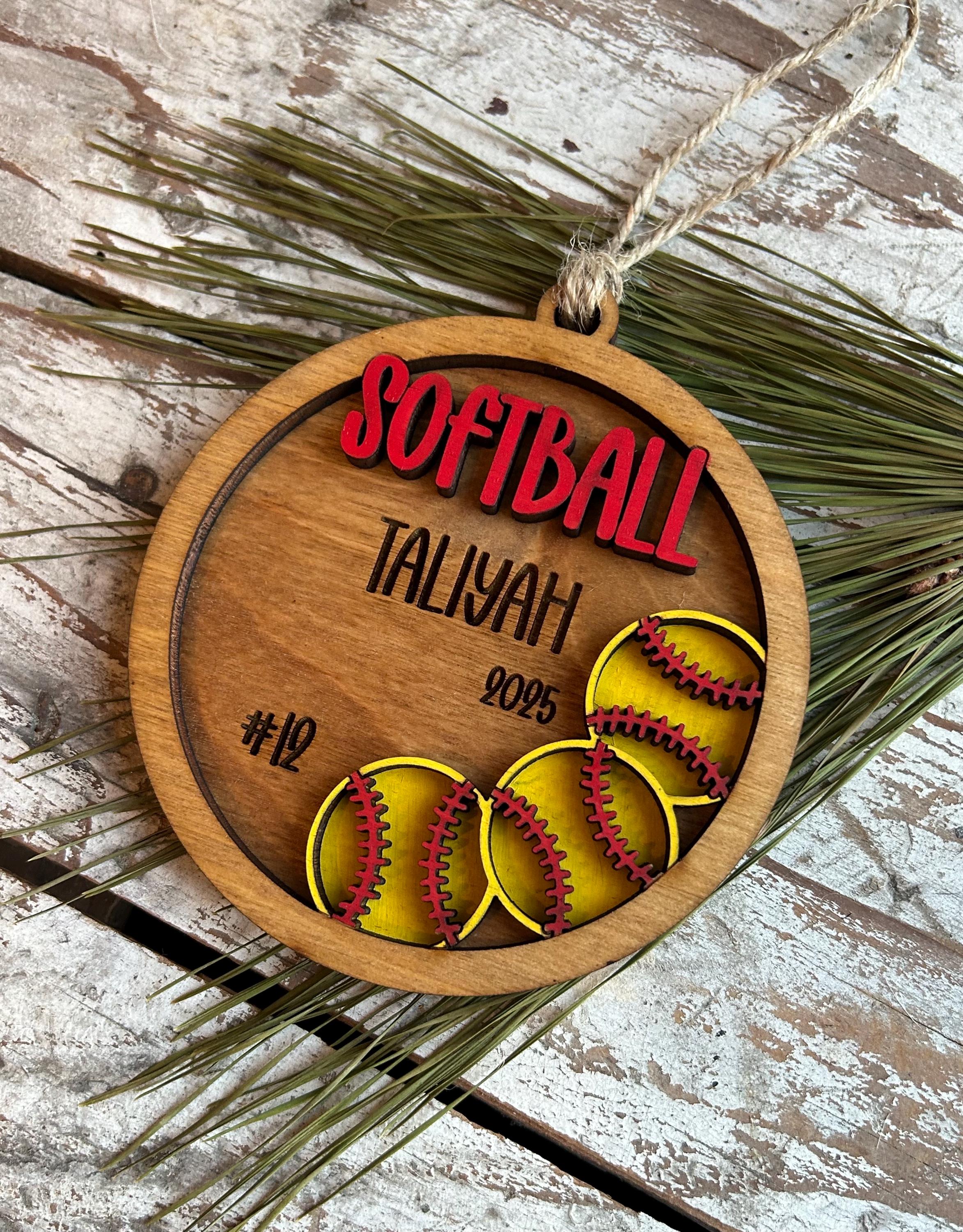 Personalized Softball Player Christmas Tree Ornament | Gift for High ...