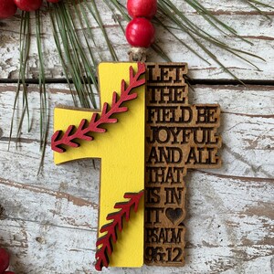 Religious Baseball Christmas Tree Ornament | Psalm 96:12 | Baseball ...